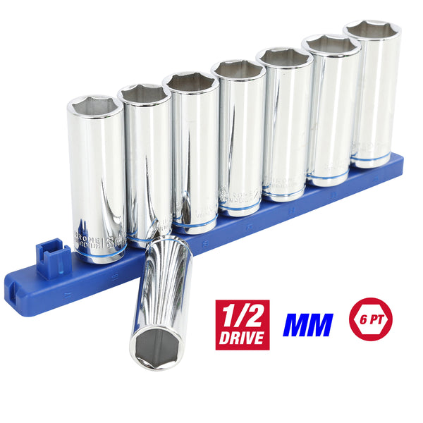 9 Piece Deep Tube Socket Set with 1/2 Inch Drive ...