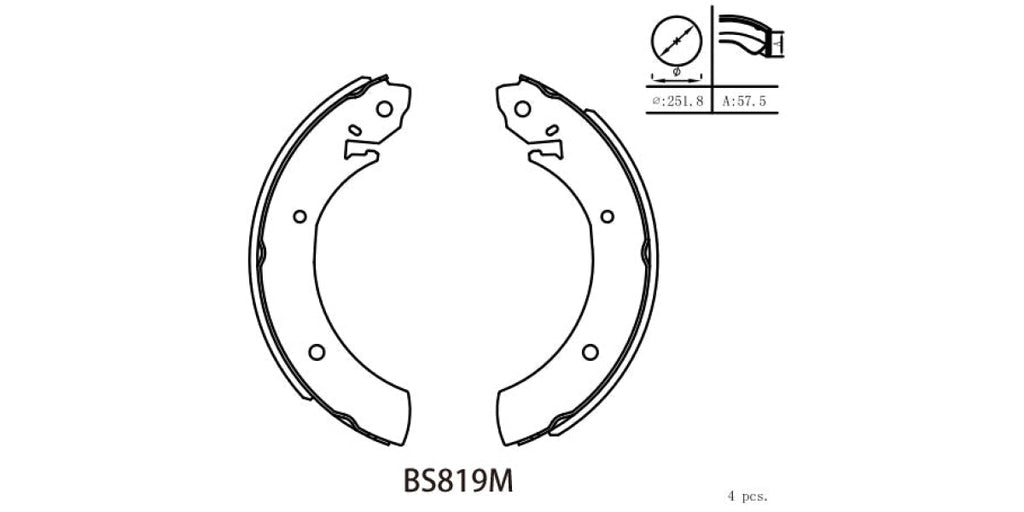 819N - REAR BRAKE SHOES - ISUZU, NISSAN, TOYOTA, MITSUBISHI, FORD ...